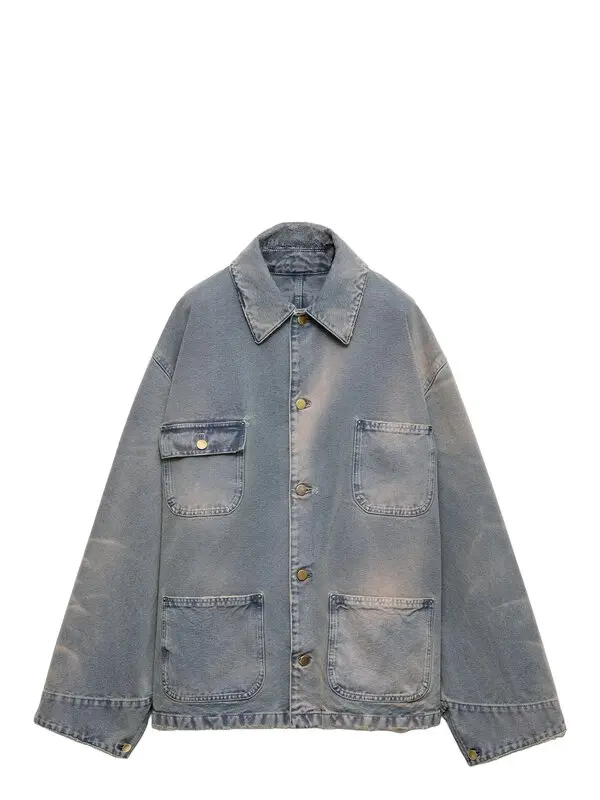 Prada Distressed Canvas Blouson Jacket - Navy
