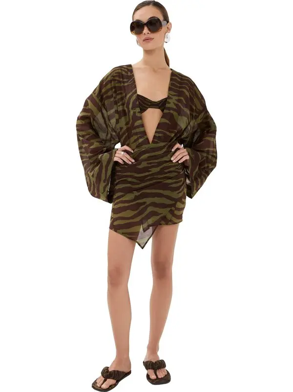 Attico Mini Dress - Dark Green/dark Brown