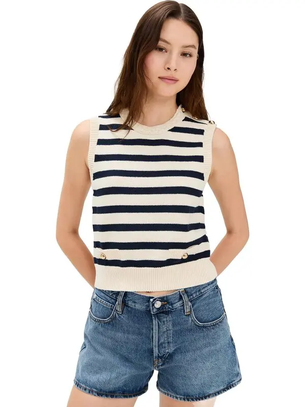 FRAME The Harbor Vest - Navy Multi