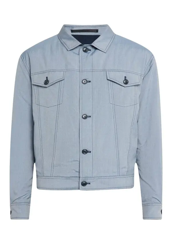 Giorgio Armani Silk Denim Blouson Jacket - Solid Light/pastel B