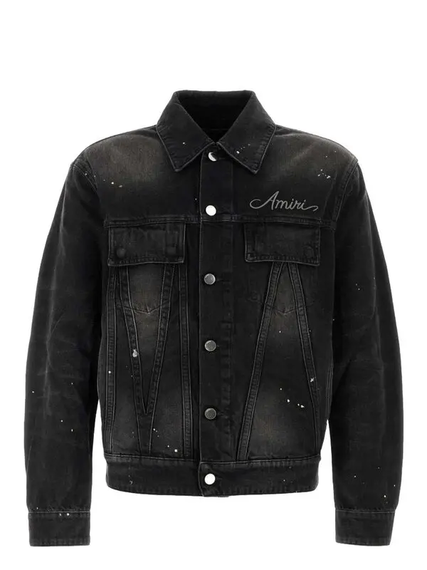 Amiri Bleach Bandana Denim Jacket - Black