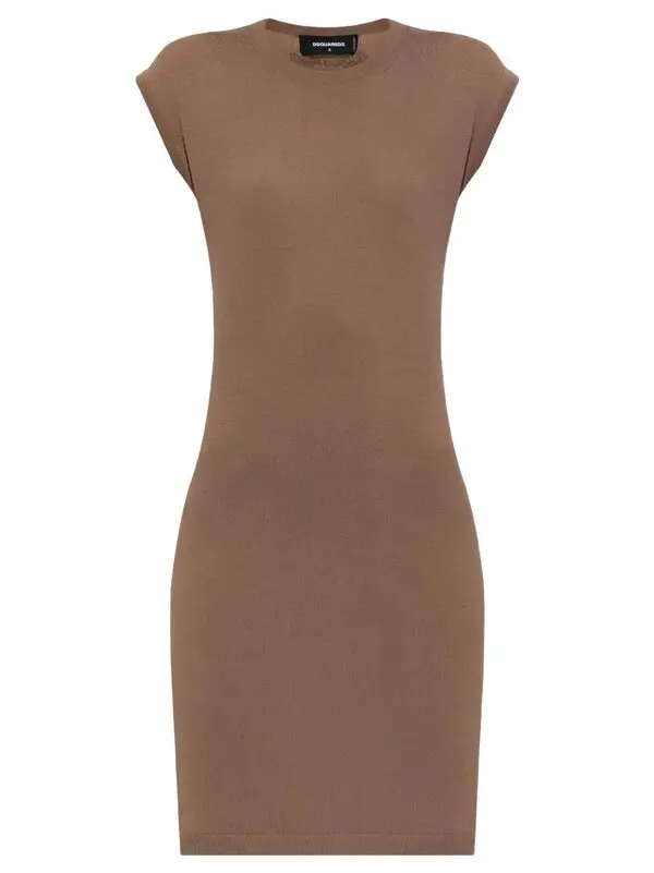 Dsquared2 Logo-embroidered Bodycon Dress - Brown