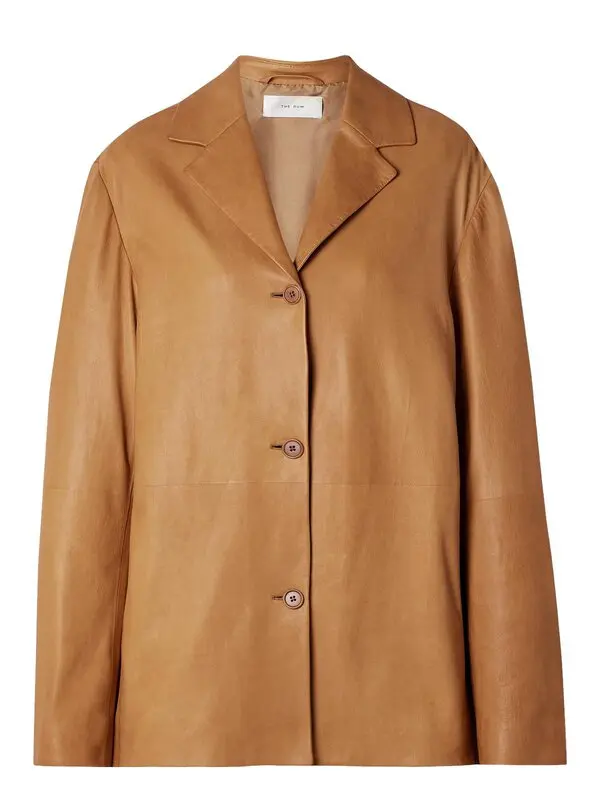 THE ROW Fabian Leather Jacket - Brown
