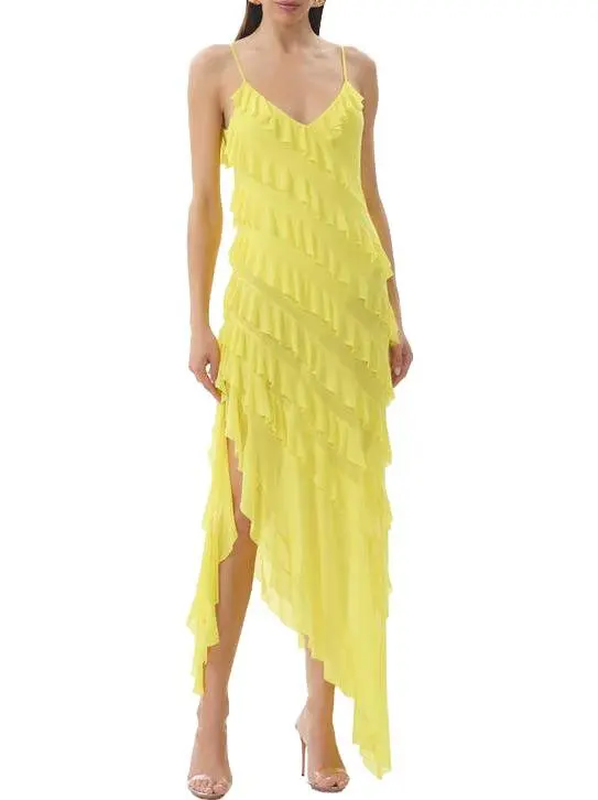 AFRM Vienna Tiered Ruffle Mesh Dress - Summer Sun