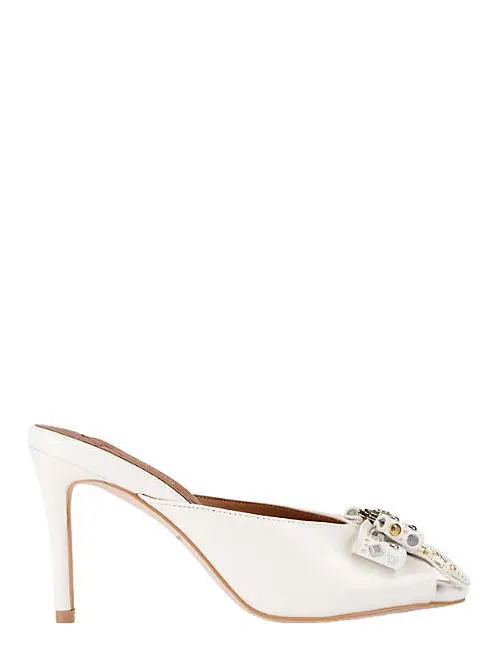 Kurt Geiger Belgravia Heeled Leather Mules - Bone/comb