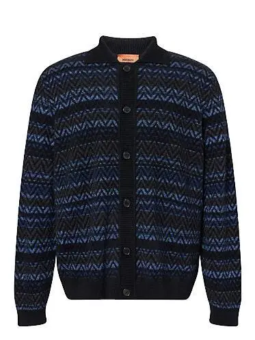 Missoni Chevron Relaxed-fit Knitted Cardigan - Blue And Black Tones