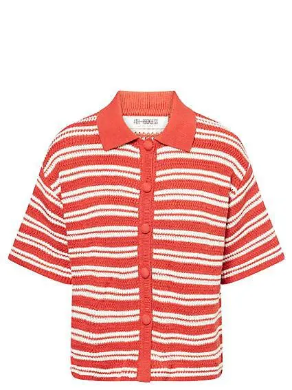 4TH & RECKLESS Antonia Stripe Cotton-blend Knitted Top - Red Stripe