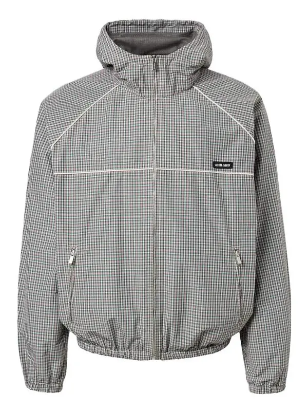 Miu Miu Checked Technical Jacket - Grey