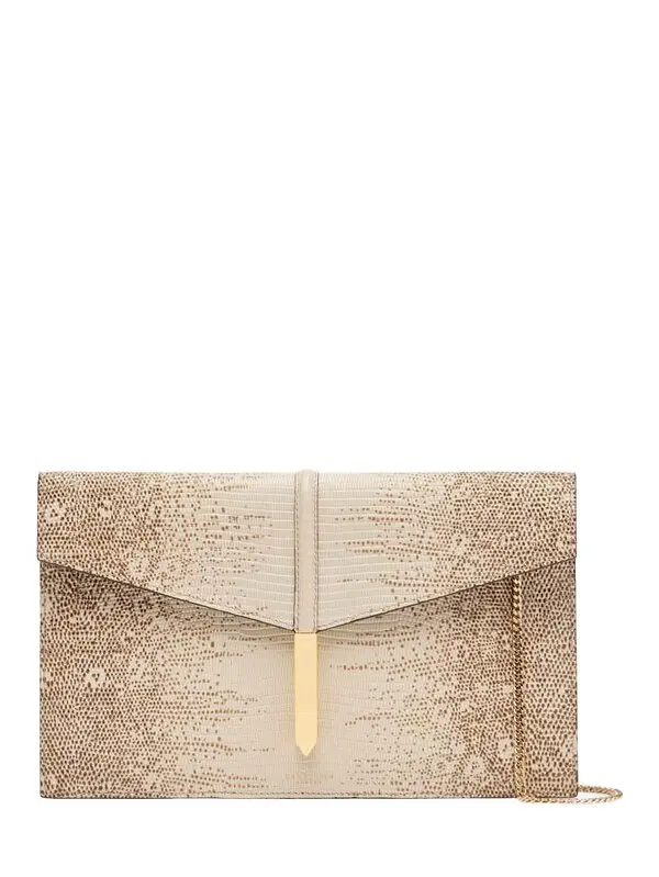 DEMELLIER Snake-effect Leather Clutch - Grey