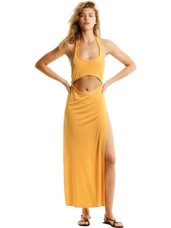 Yigal Azrouël Cutout Side Slit Maxi Dress - Orange