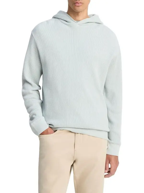 Vince Mouline Thermal Pima Cotton Hoodie - Skylight/ Off White