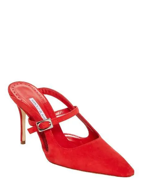 Manolo Blahnik Okos Pointed Toe Pump - Bright Red
