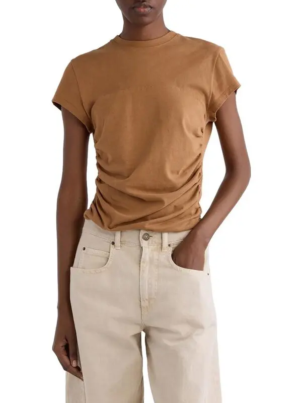 Isabel Marant Maelie Ruched T-shirt - Caramel