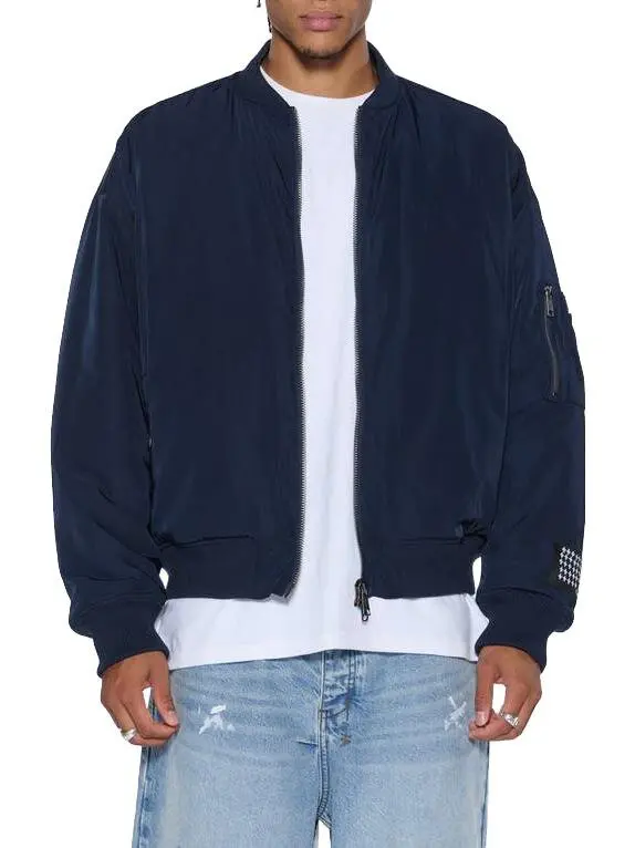 Ksubi Intruder Satin Bomber Jacket - Navy