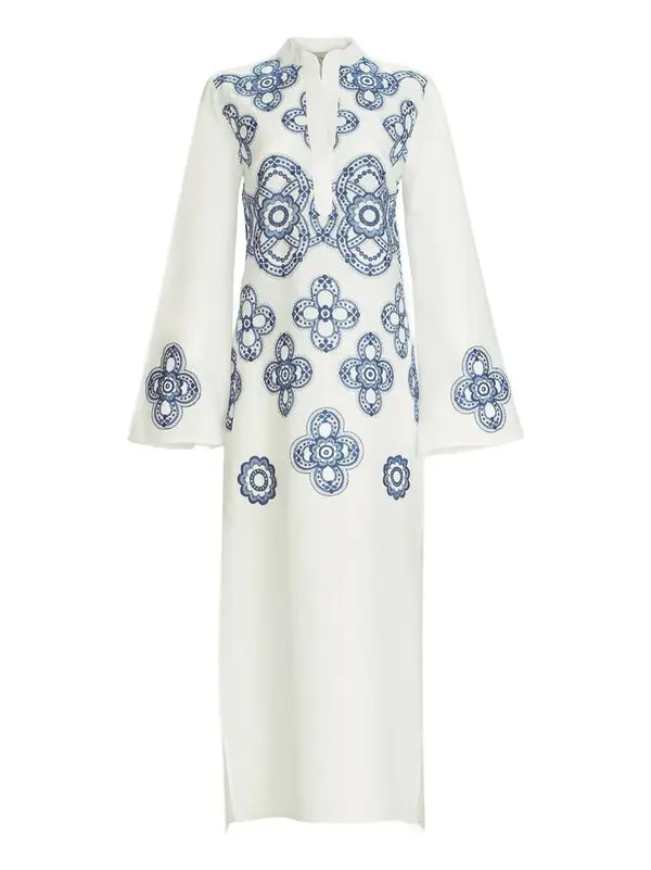 Silvia Tcherassi Adalys Geometric Linen-cotton Tunic Dress - Whtnvyeb