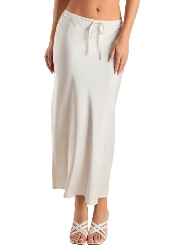 Lounge Satin Maxi Skirt - White
