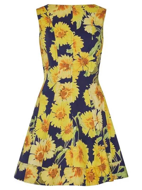 MILLY Poppy Sunflower Poplin Mini Dress - Navy