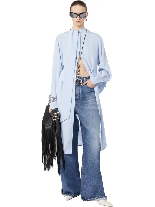 Max Mara Shirt Dress With Sash - Sky Blue
