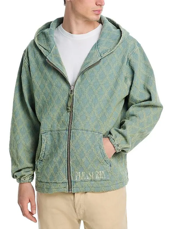 PLEASURES Diamond Jacquard Zip Hoodie - Light Indigo