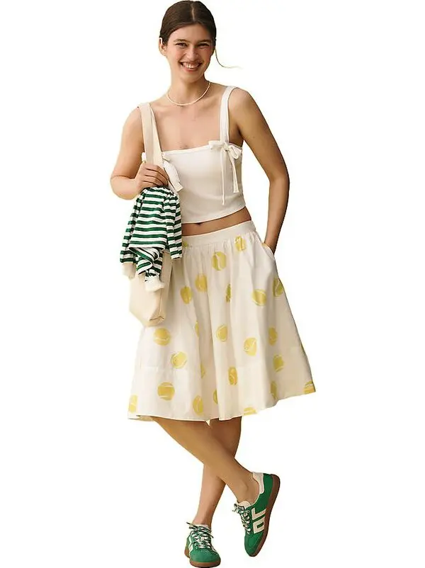 Maeve The Jacie Poplin Printed Knee-length Skirt : Kate Schelter Edition - Yellow Pattern