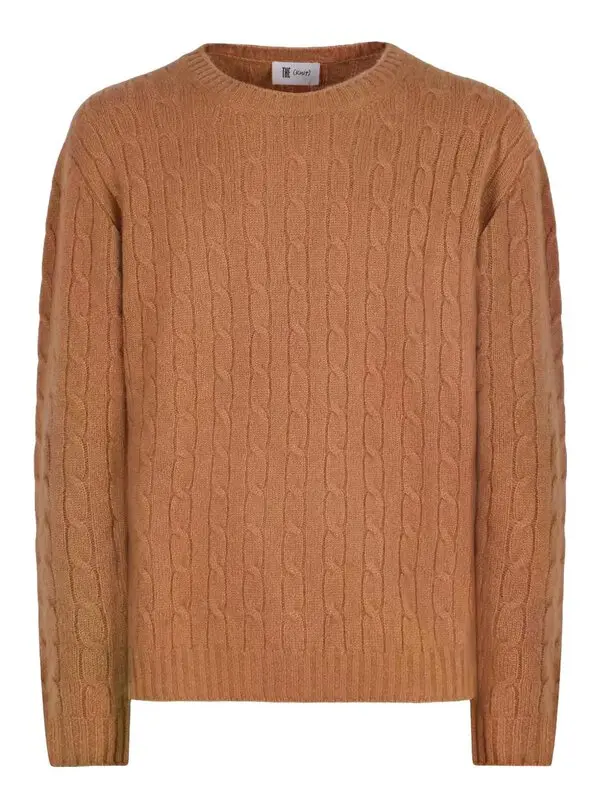 THE (ALPHABET) Cable-knit Crewneck Sweater - Brown