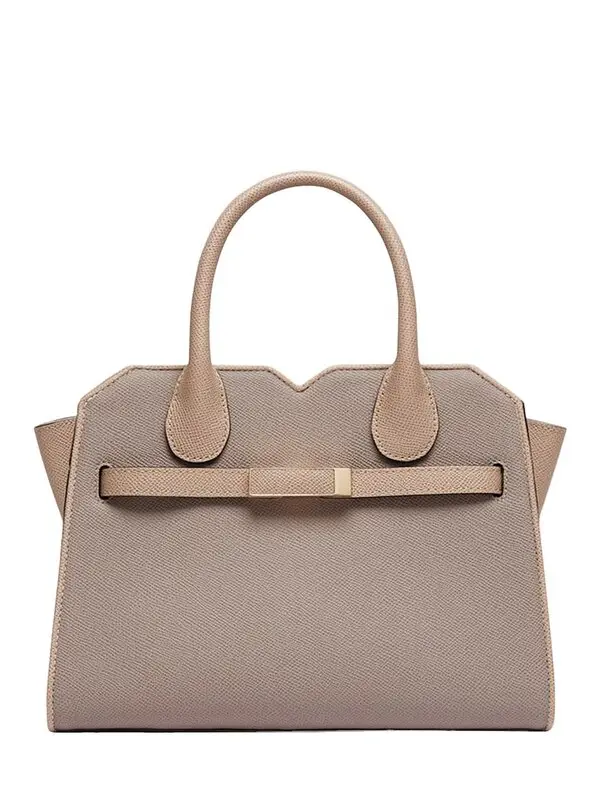 VALEXTRA Milano Bicolor Leather Top-handle Bag - Nude Sahara