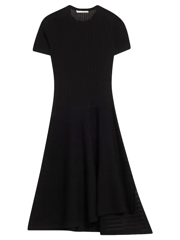 JASON WU Short Sleeve Pointelle Asymmetric Dress - Black