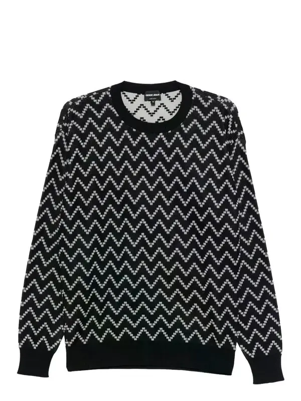 Giorgio Armani Zigzag-pattern Jumper - Blue