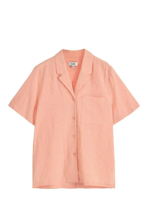 Cos Textured Resort Shirt - Orange
