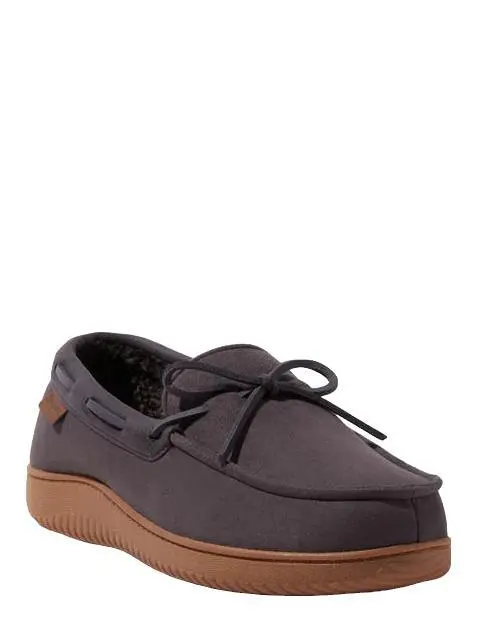 DEARFOAMS Pierce Microsuede Moccasin Slipper - Pavement