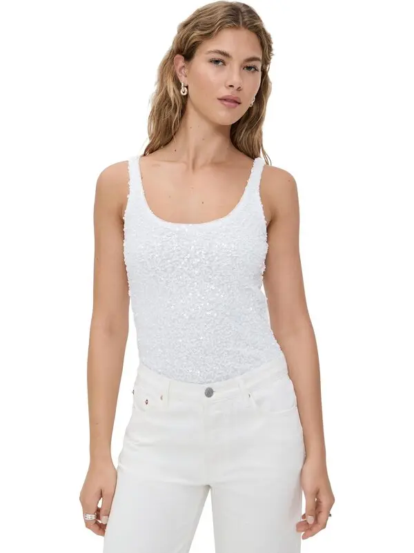 Generation Love Dina Sequin Thong Bodysuit - White