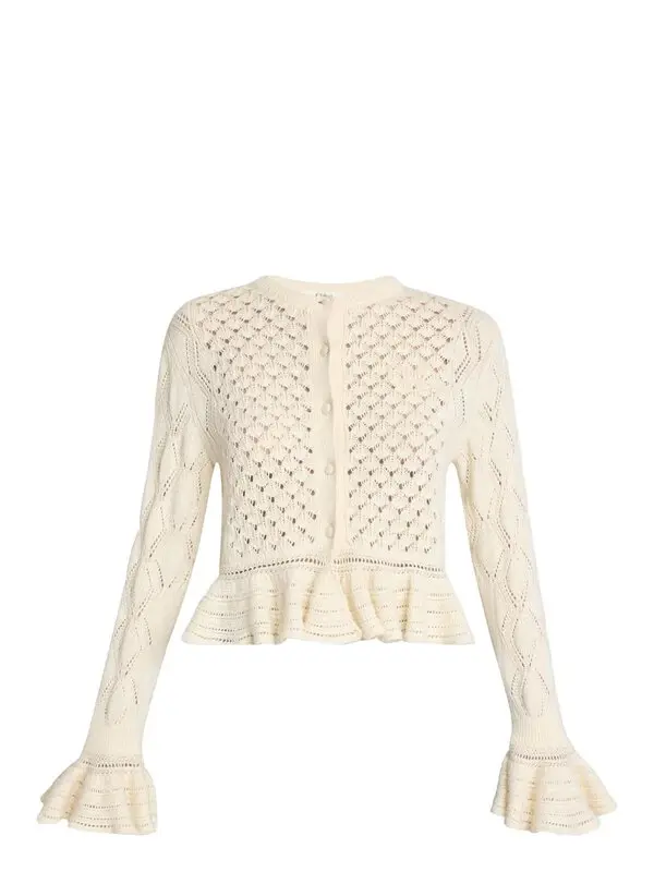 Chloé Open-knit Ruffle Cardigan - Iconic Milk