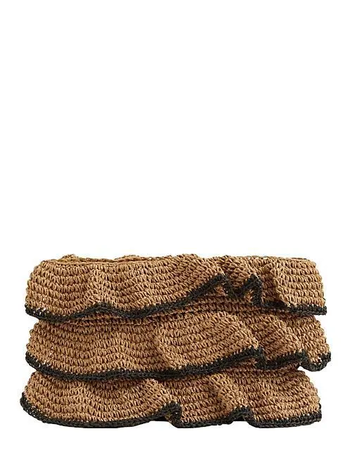 REISS Raya Raffia Clutch - Natural