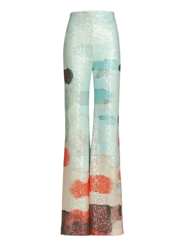 Silvia Tcherassi Dalal Sequined Wide-leg Pants - Aqwtrclr