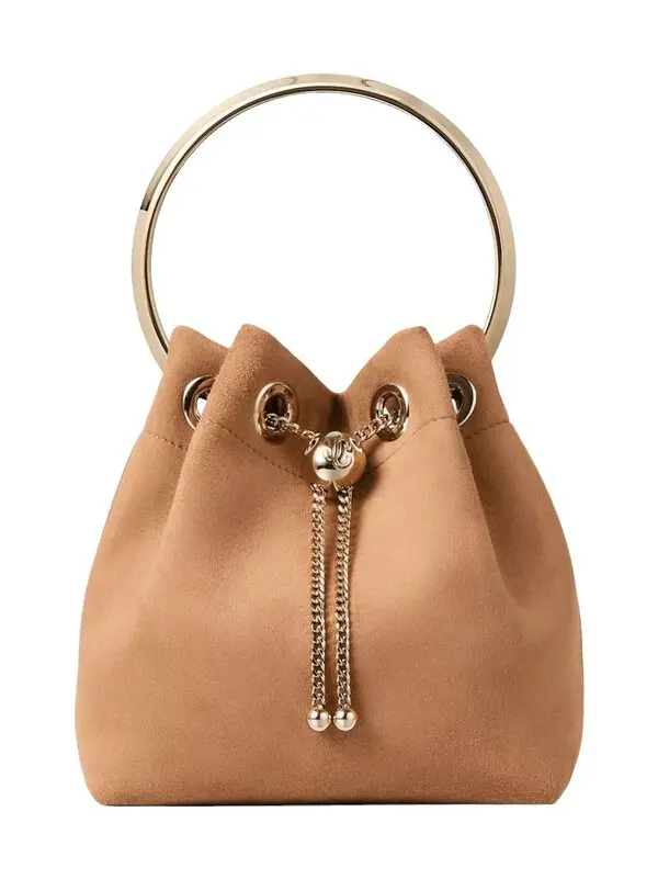 JIMMY CHOO Bon Bon Leather Bucket Bag - Brown