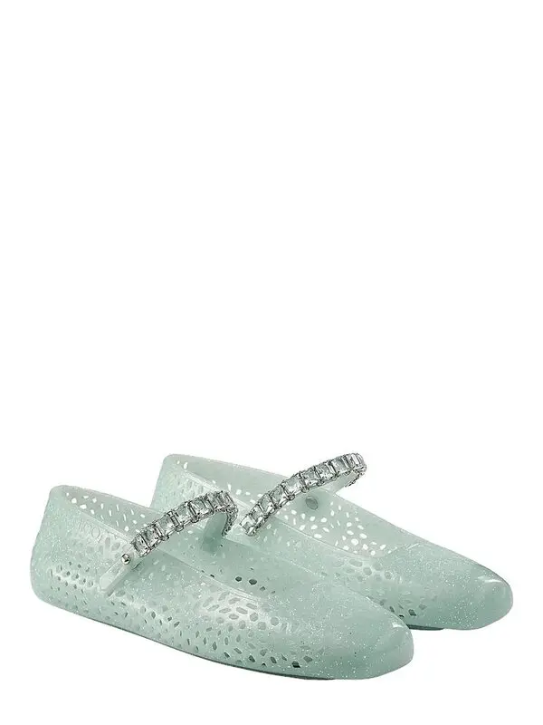 JIMMY CHOO The Jelly Crystal Ballet Flats - Light Verde/silver