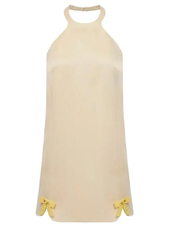 Elisabetta Franchi Short Duchesse Dress With Bows - Yellow