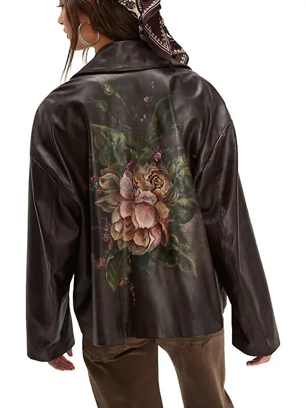 NIGEL PRESTON Roses Leather Jacket - Brown