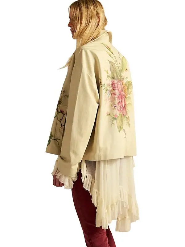 NIGEL PRESTON Roses Leather Jacket - Cream