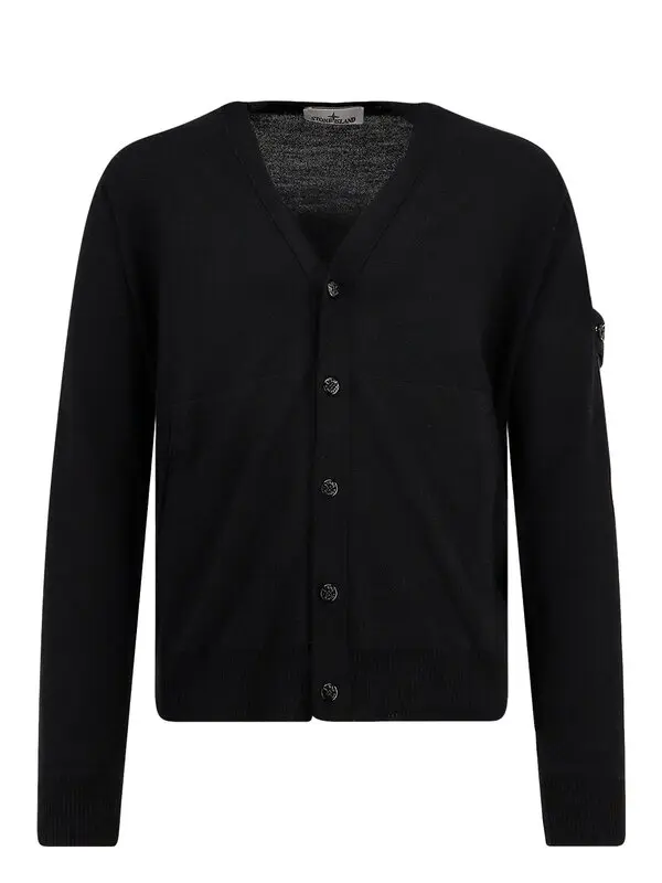 Stone Island Virgin Wool Cardigan - Black