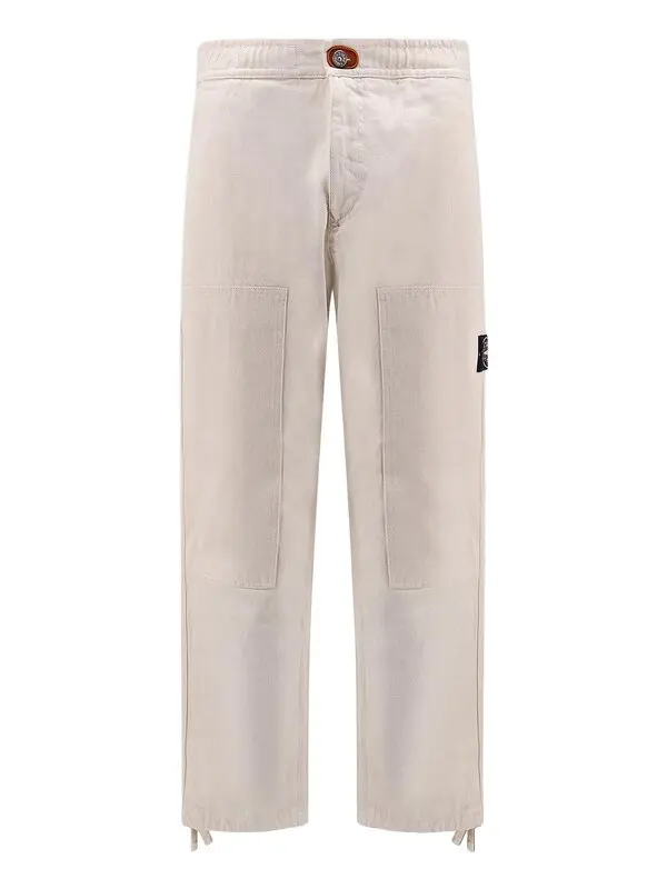 Stone Island Cotton Cargo Trousers - White