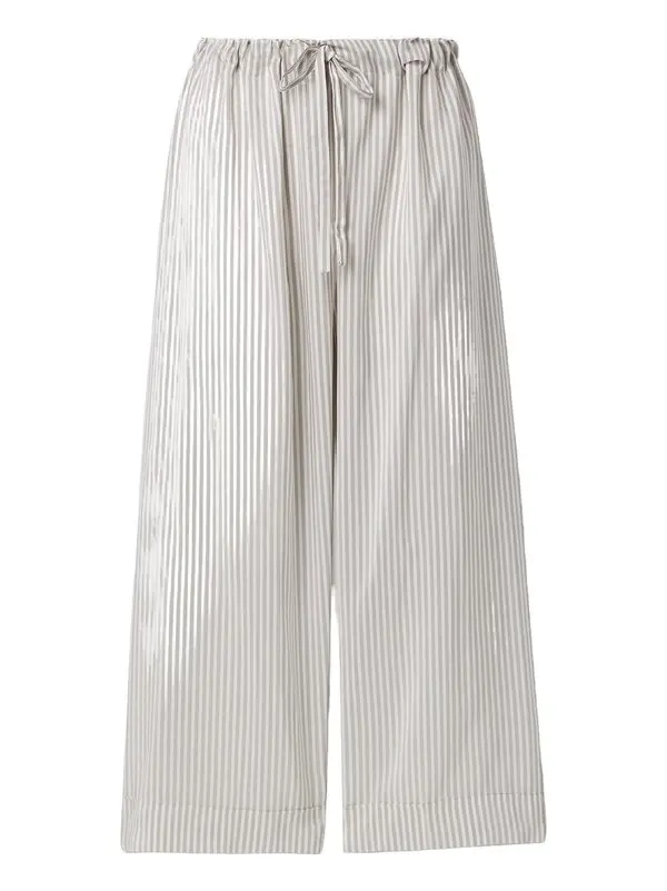 THE ROW Yayah Cropped Striped Silk Pants - Off-white
