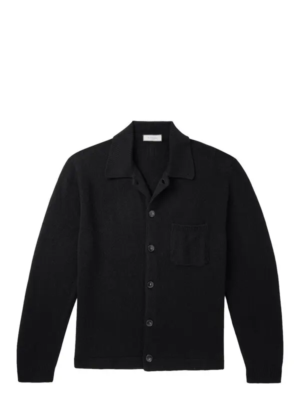 Canali Wool And Cashmere-blend Cardigan - Black