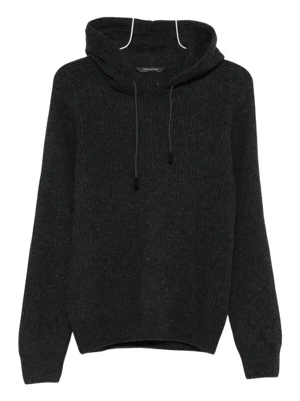 Tagliatore Ribbed Hooded Sweater - Grey