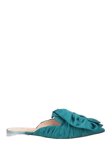 Alberta Ferretti Deep Teal Mules - Green