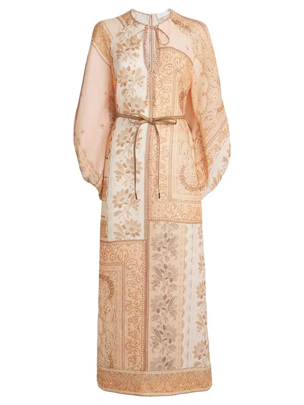 Zimmermann Linen Bandana Tunic Midi Dress - Pink