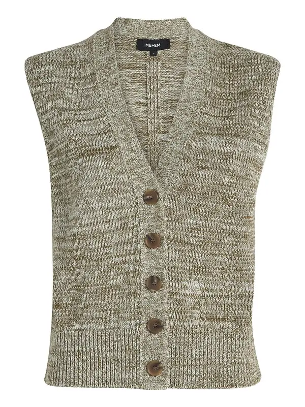 ME+EM Cotton Buttoned Vest - Green