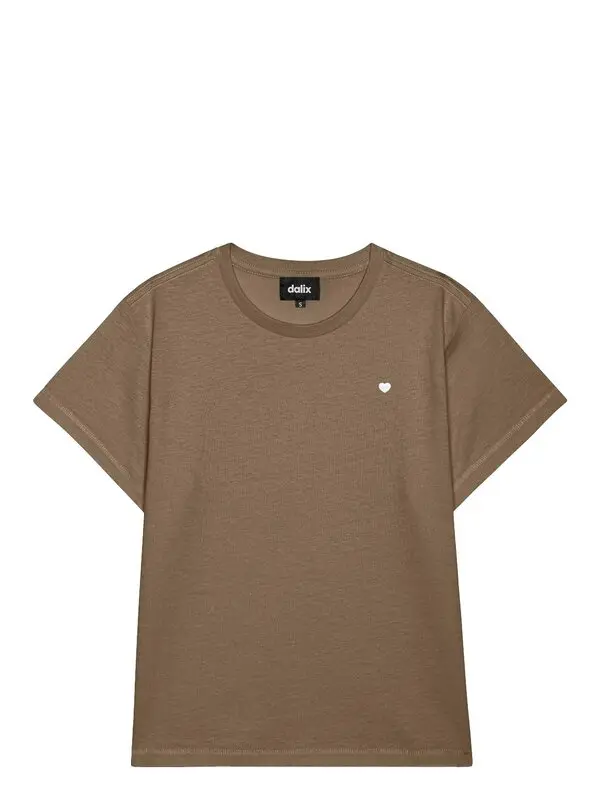 DALIX Lil Heart High Waisted Tee - Latte
