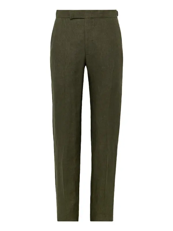 Richard James Chapman Slim-fit Straight-leg Linen Suit Trousers - Green