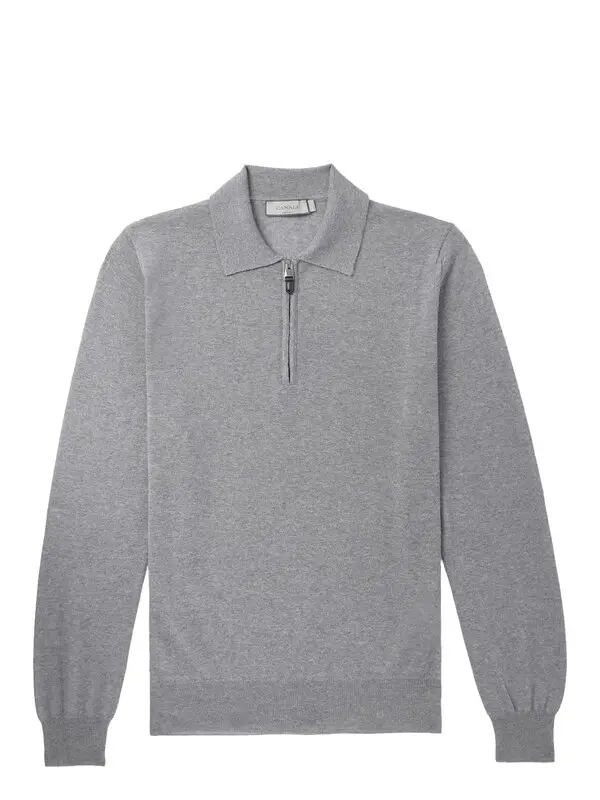 Canali Wool Half-zip Polo Shirt - Gray